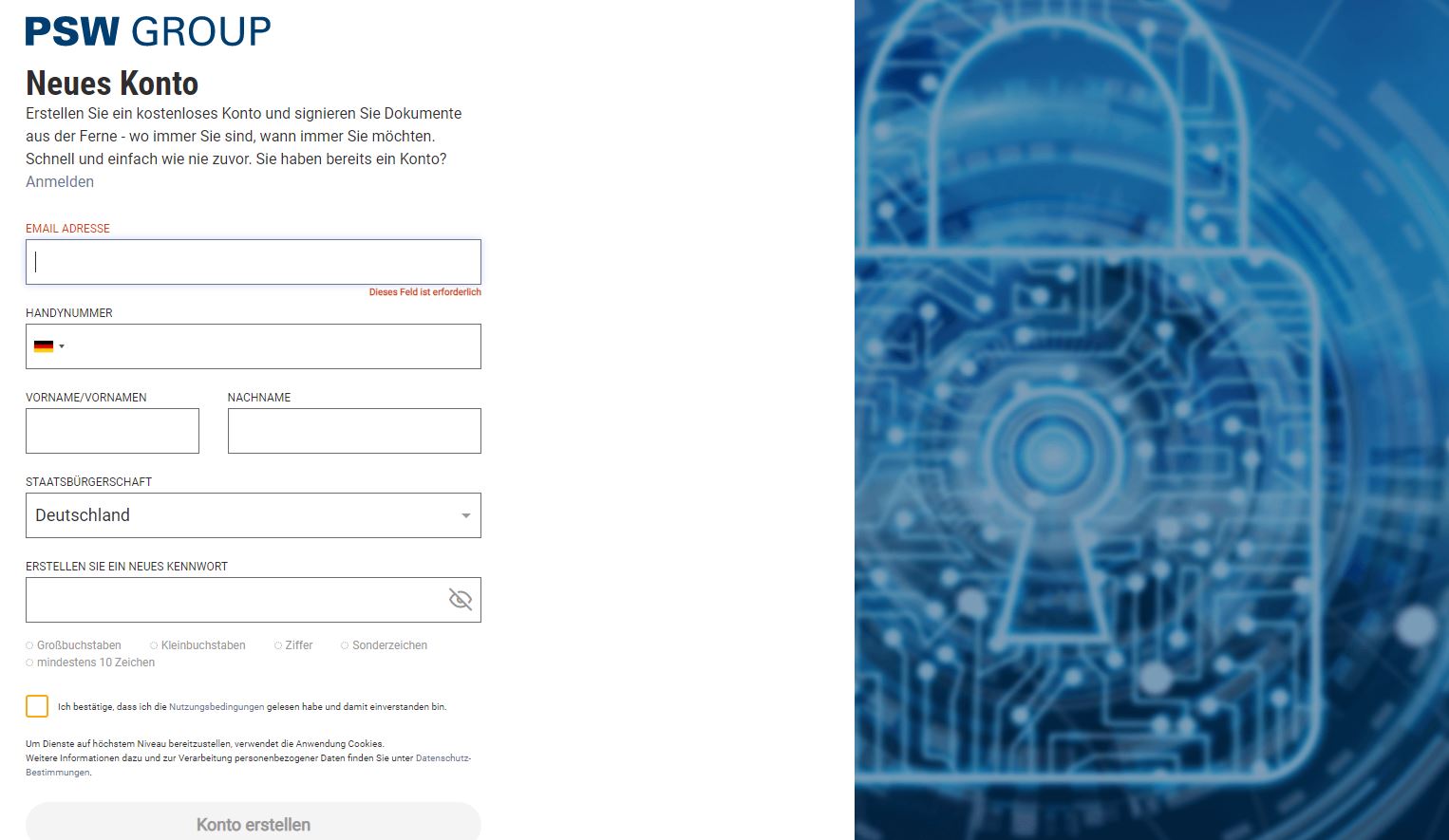 SIGNIUS: Wie erstelle ich ein Konto? | PSW GROUP Support
